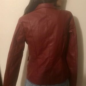 Jennyfer J | Jackets & Coats | Burgundy Maroon Faux Leather Blazer ...
